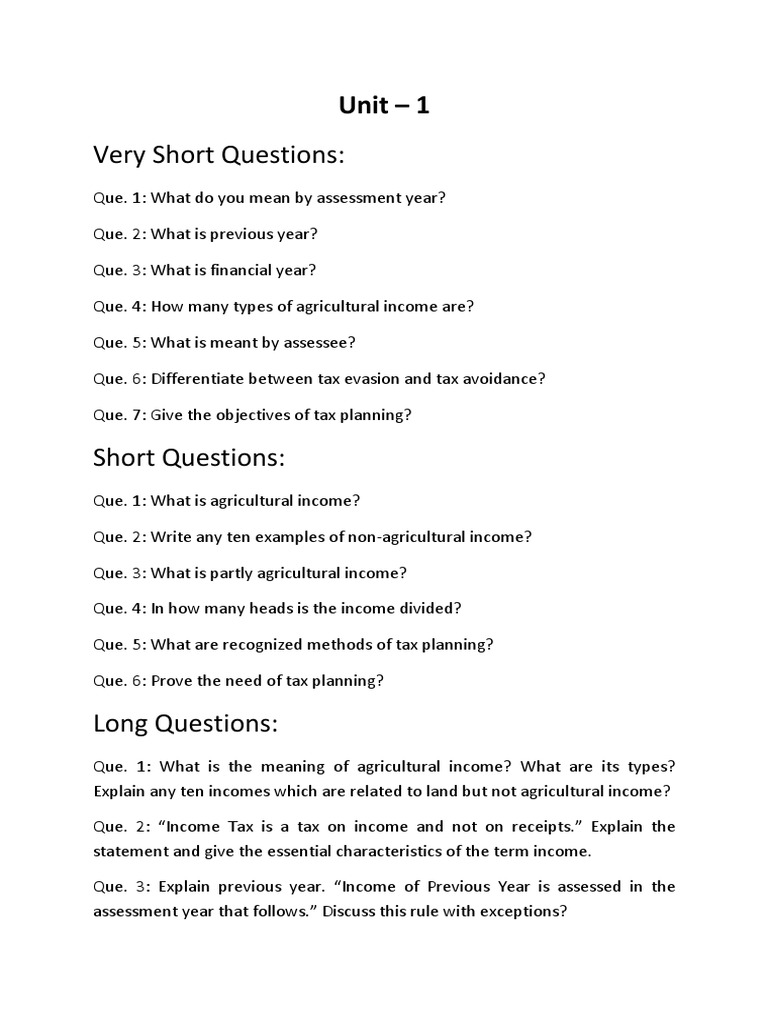 Important Questions - Income Tax PDF | PDF | Tax Deduction | Income