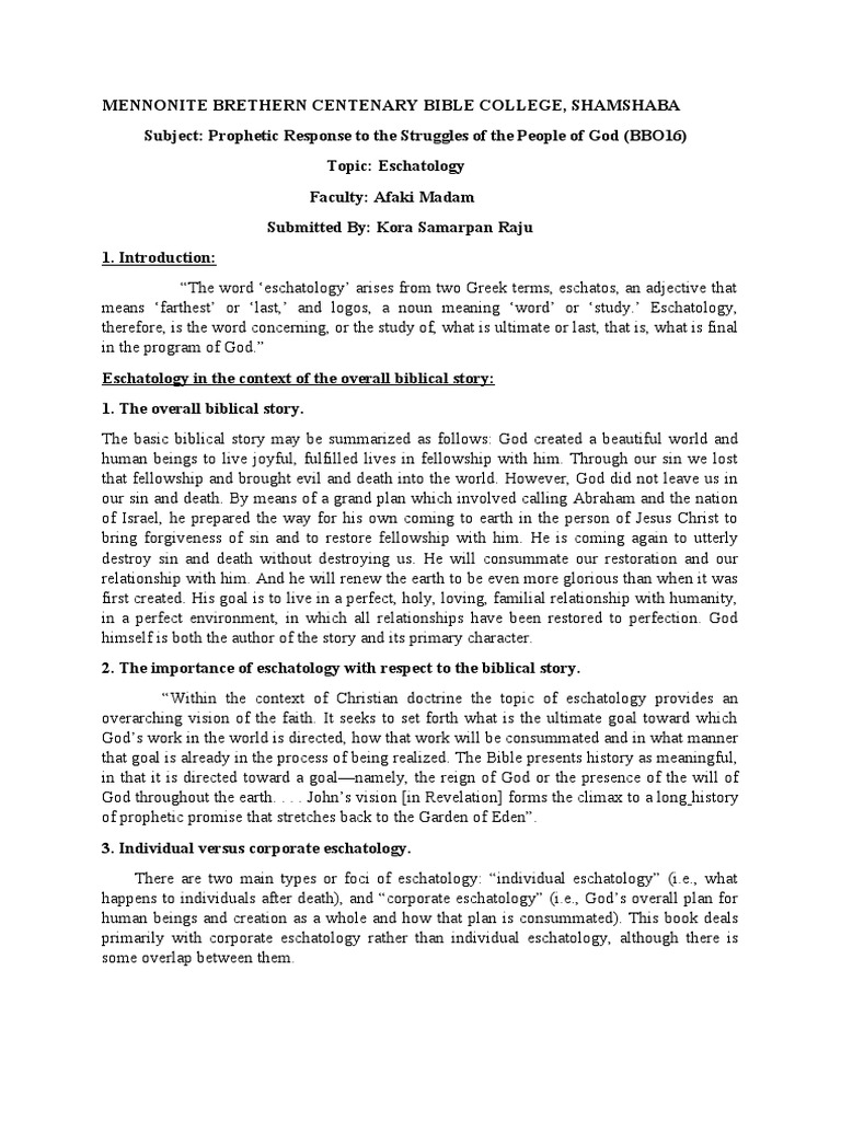 Eschatology | Download Free PDF | Eschatology | Prophecy