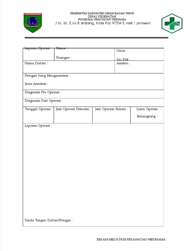 Form Laporan Operasi | PDF
