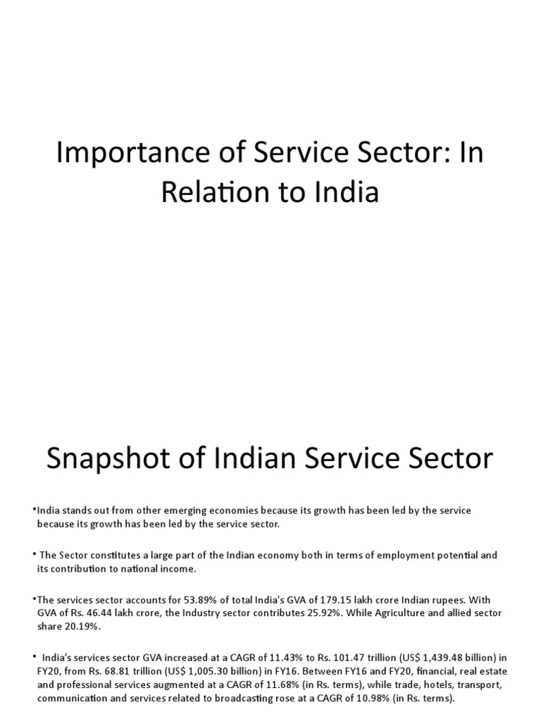 Importance of Service Sector in India | PDF | Outsourcing | Economy Of ...
