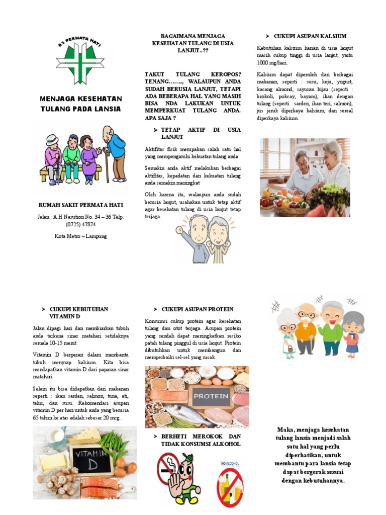 Leaflet Menjaga Kesehatan Tulang Pada Lansia 1 | PDF
