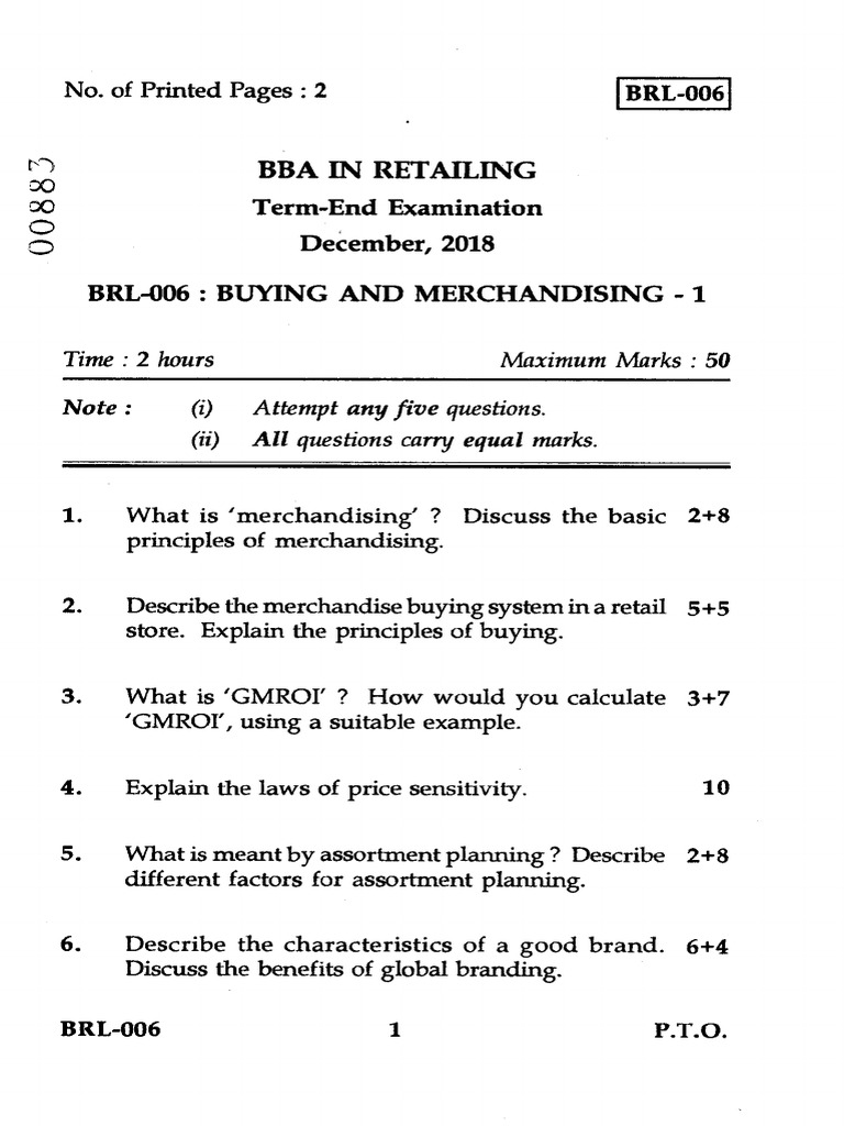 Buying and Merchandising Exam Guide | PDF
