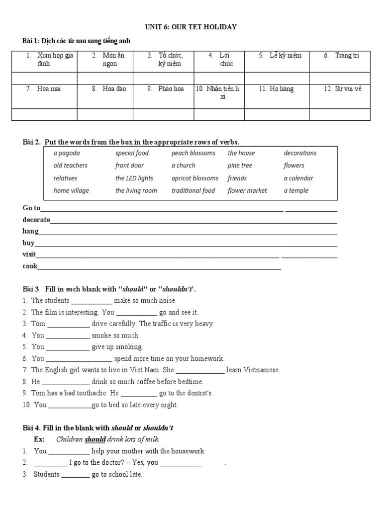 6B Unit 6 | PDF | Vietnam