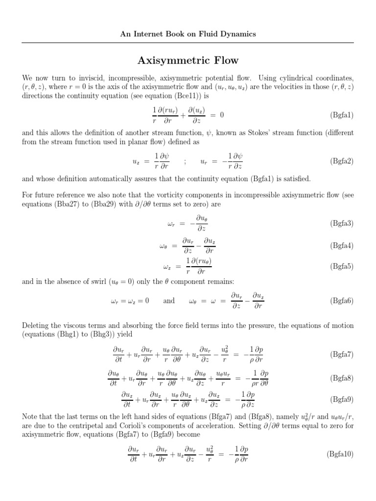 Axisymmetricflow | PDF | Fluid Dynamics | Continuum Mechanics