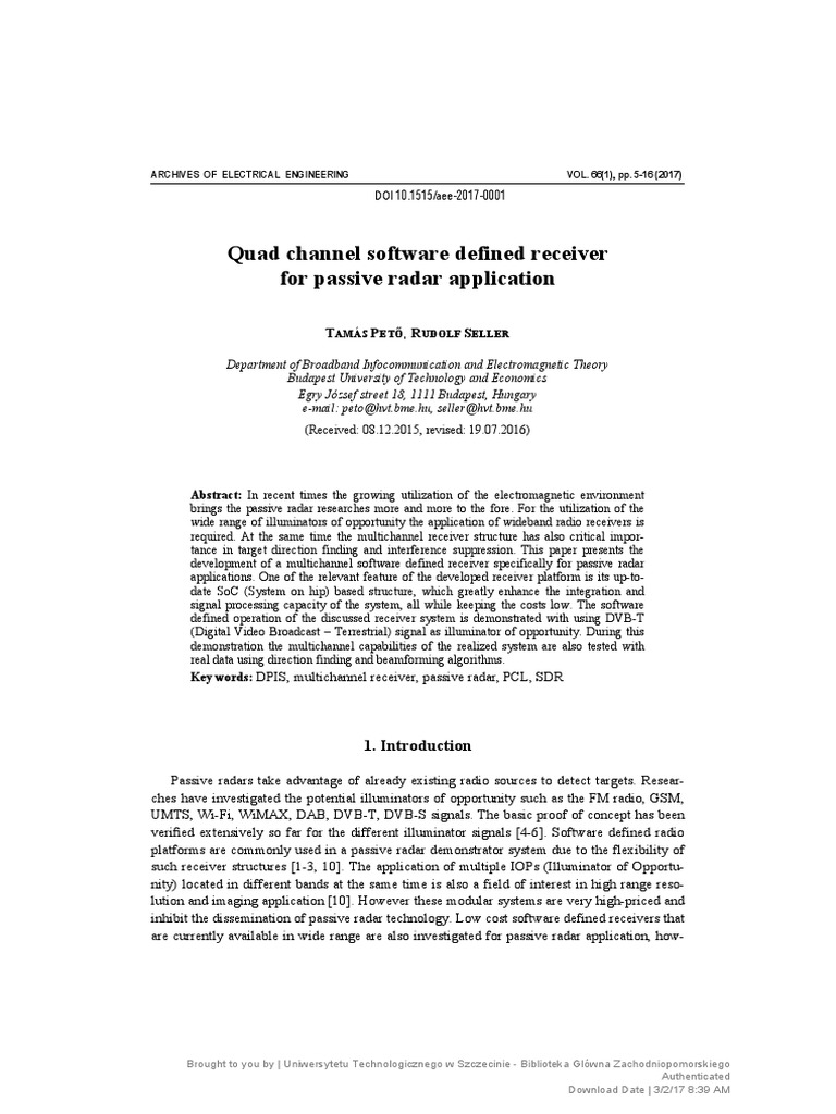 Quad - Channel - Software - Defined - Receiver For Passive Radar | PDF ...