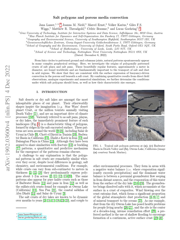 Salt Polygons and Porous Media Convection | PDF | Convection ...