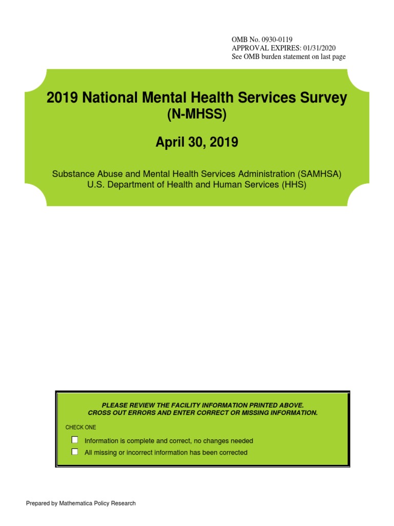 2019 N-MHSS Questionnaire (Non-Variable) - FINAL | PDF | Mental Health ...