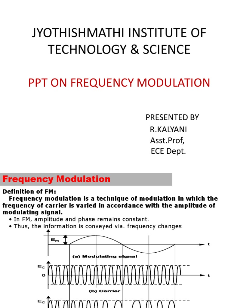 30.PPT of FM R.Kalyani PDF | PDF | Frequency Modulation | Modulation