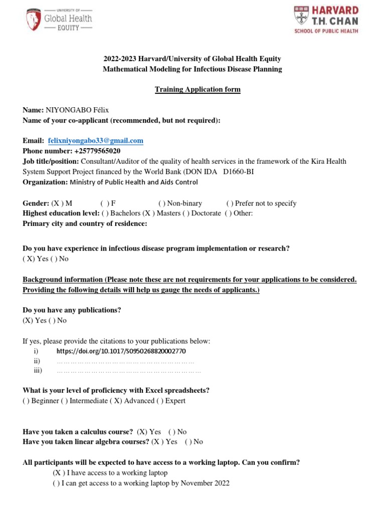 Training Application Form. | PDF | Public Health | Epidemiology
