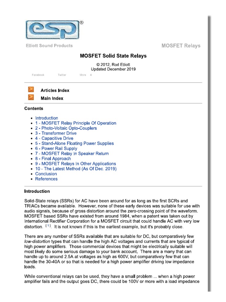 MOSFET Solid State Relays | PDF