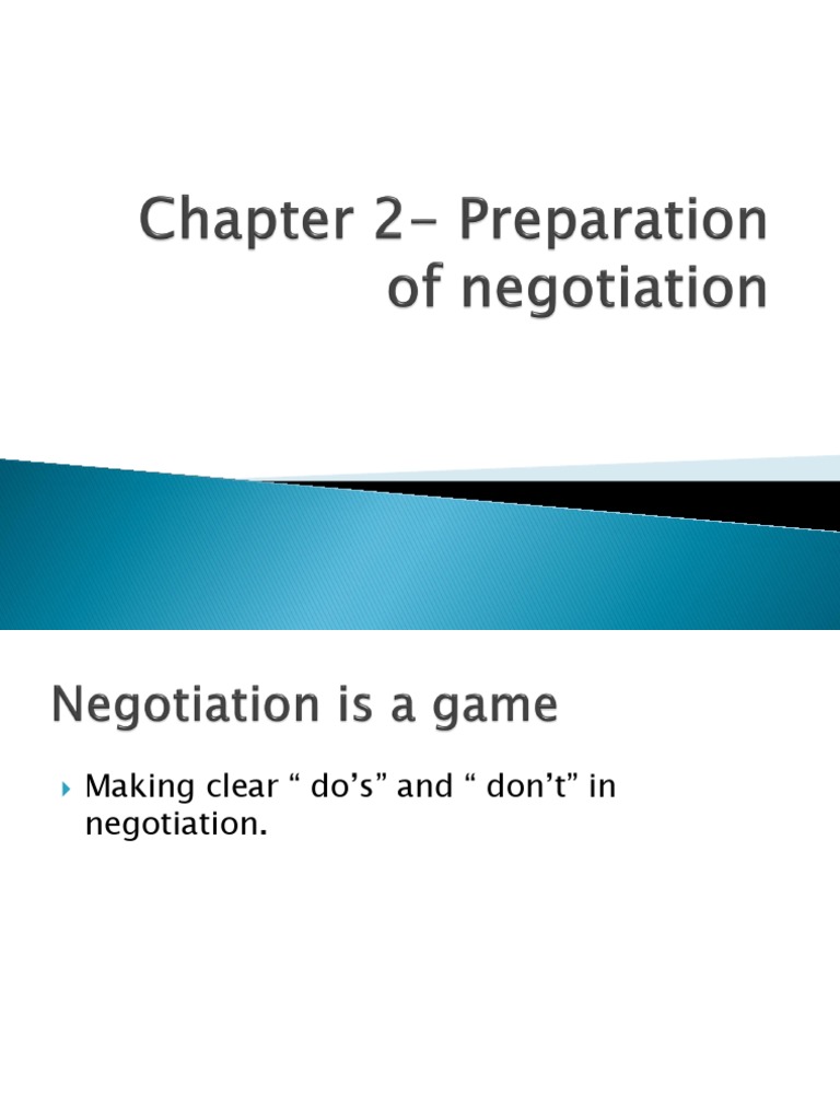 Chapter 2 - Preparation of Negotiation | PDF | Negotiation | Cognition