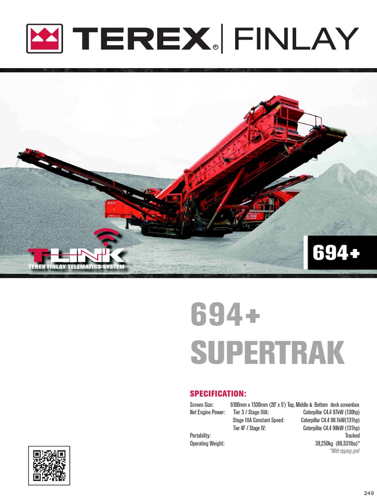 Terex Finlay 694 Screener Product Spec | PDF | Belt (Mechanical) | Engines