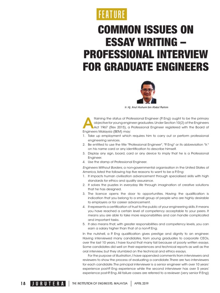 Common Issues On Essay Writing - Professional Interview For Gtaduate Engineers PDF | Download ...