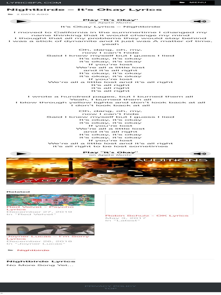 It's Okay by Nightbirde: Lyrics and Analysis of the Song's Message of ...