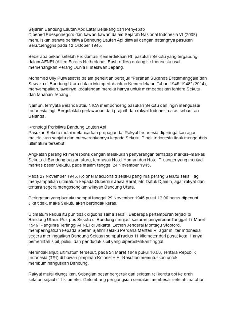 Bandung Lautan Api: Sejarah dan Akhir | PDF