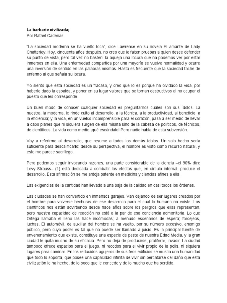 La Barbarie Civilizada 1 | PDF | Locura | Civilización