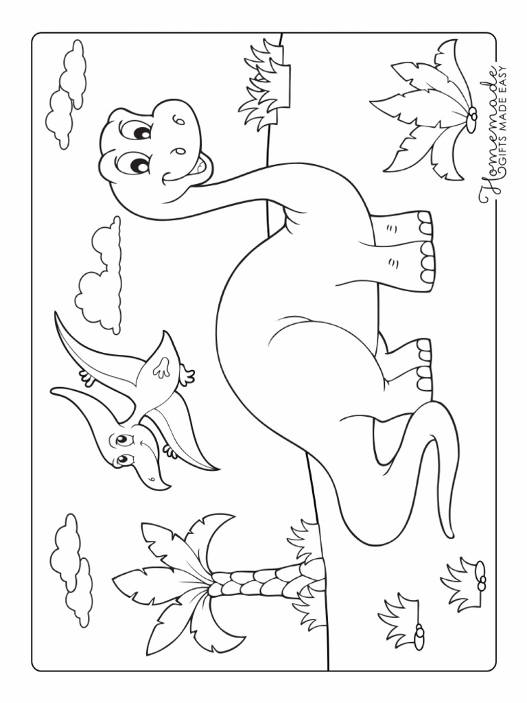 dinosaur-coloring-pages-cartoon-brontosaurus-and-flying-dinosaur | PDF
