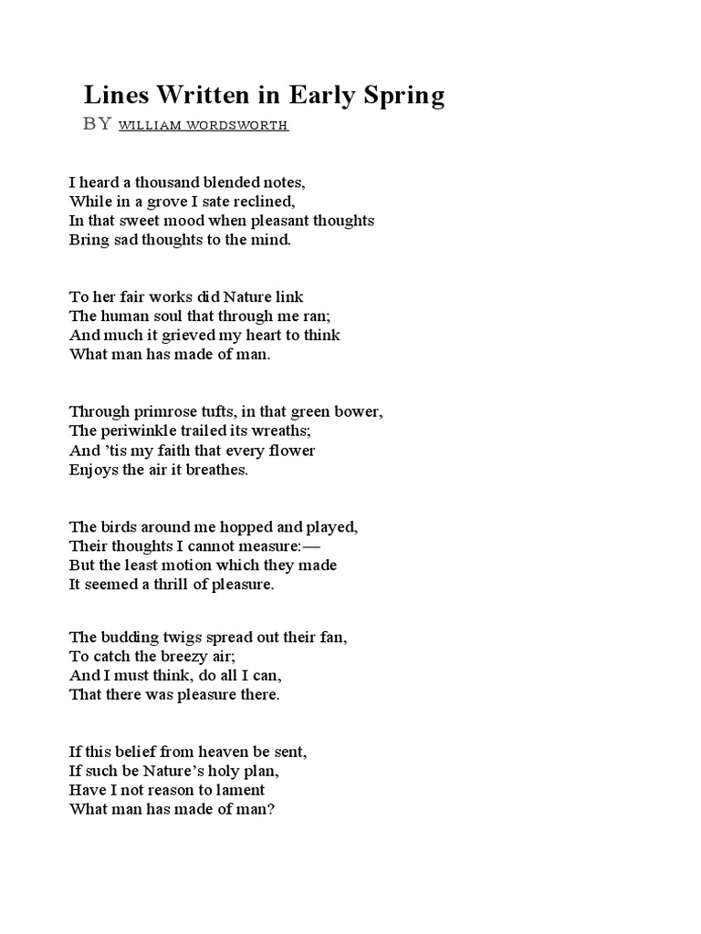 Lines Written in Early Spring | PDF