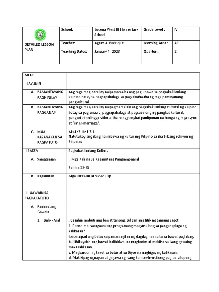 DLP - AP4 Week 7 Q2 | PDF