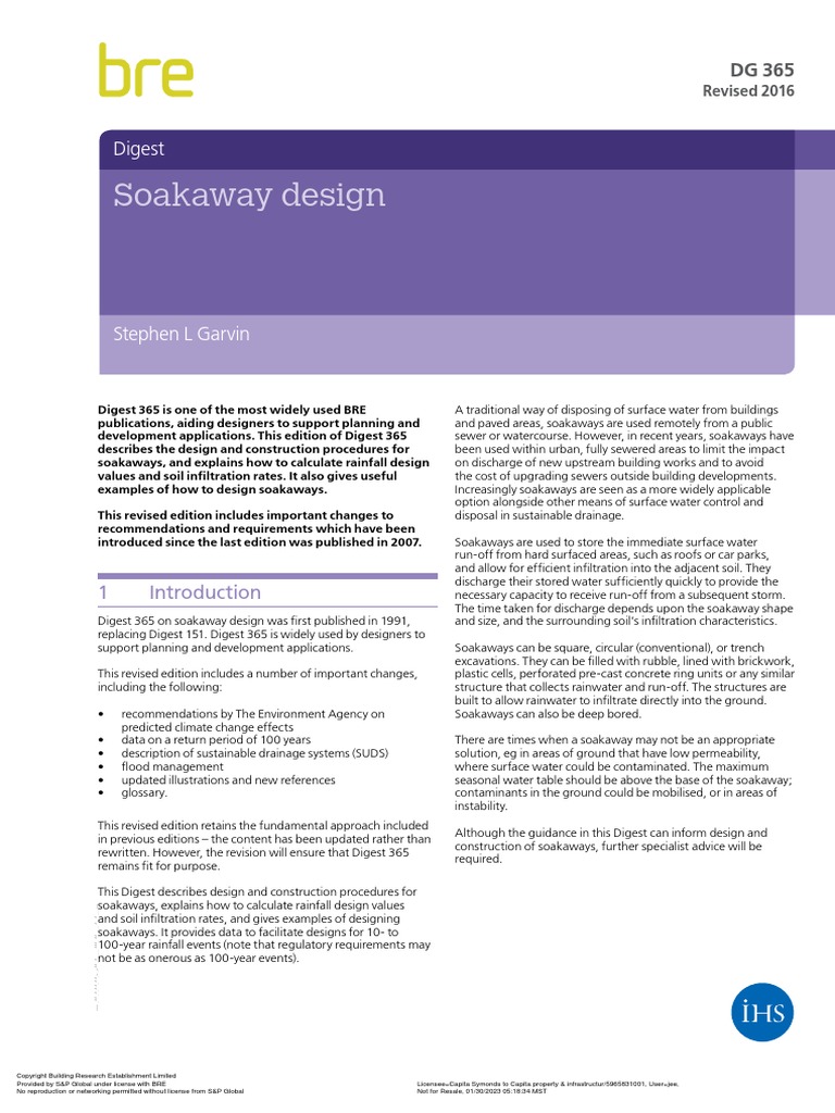 Soakaway BRE | PDF | Storm Drain | Surface Runoff