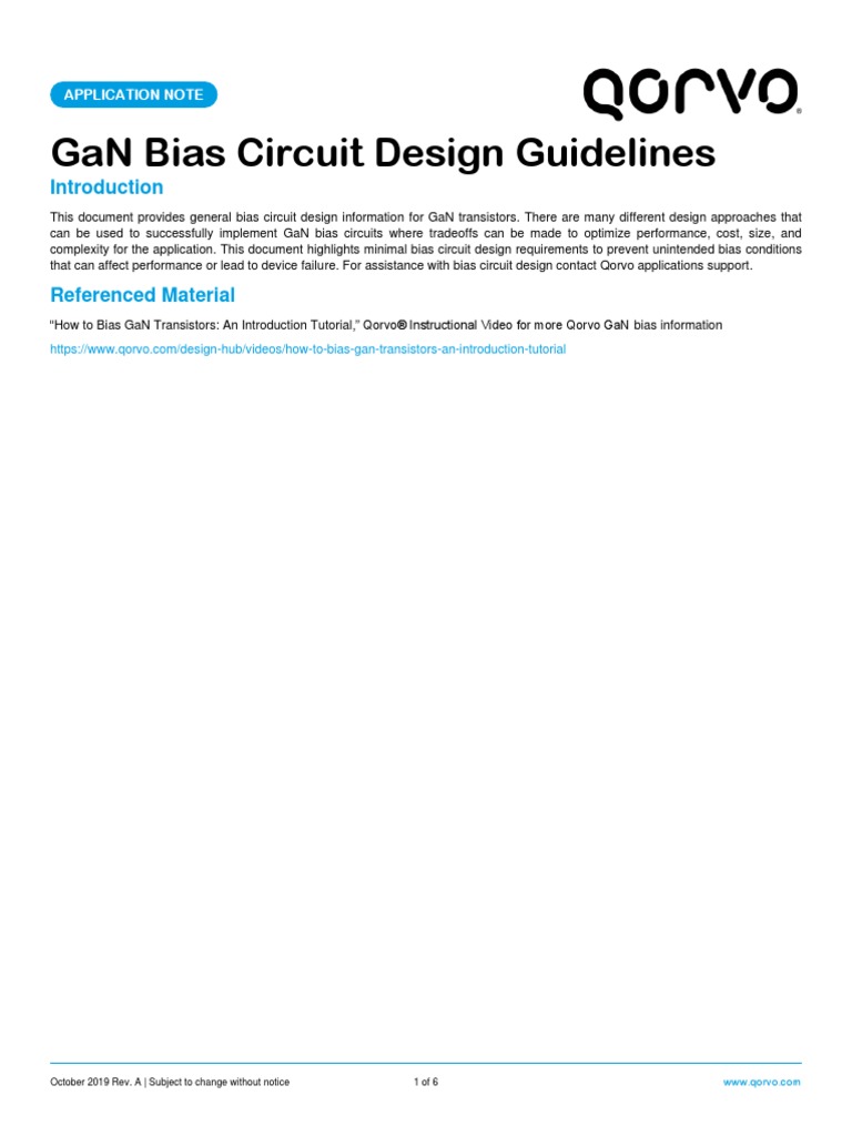 Application Note Gan Bias Circuit Design | PDF | Field Effect Transistor | Capacitor