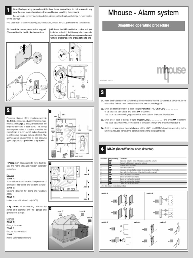 Mhouse - Alarm System: Simplified Operating Procedure | PDF | Sensor ...