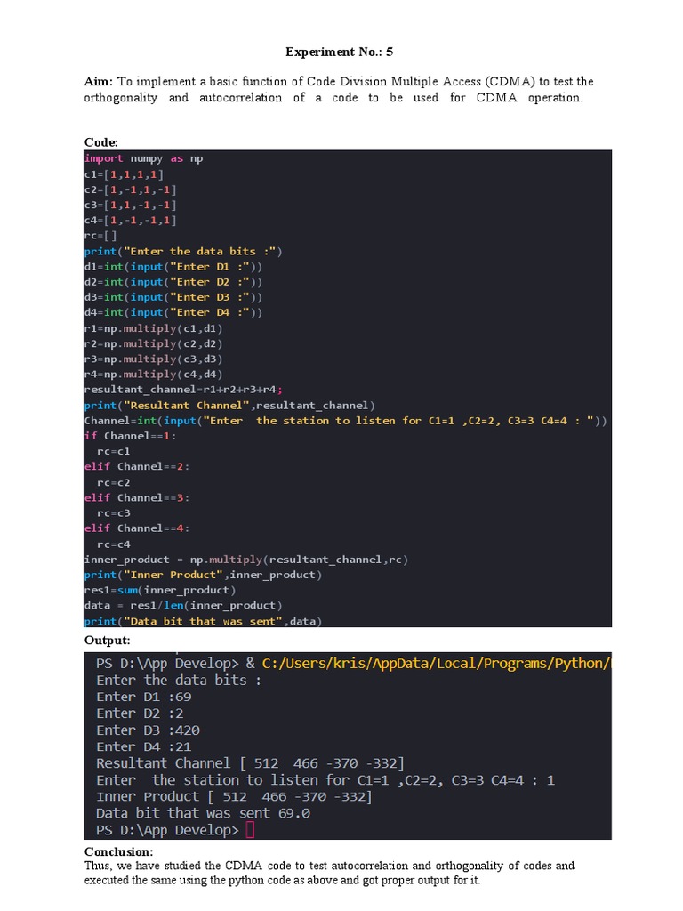Exp 5 CDMA | PDF