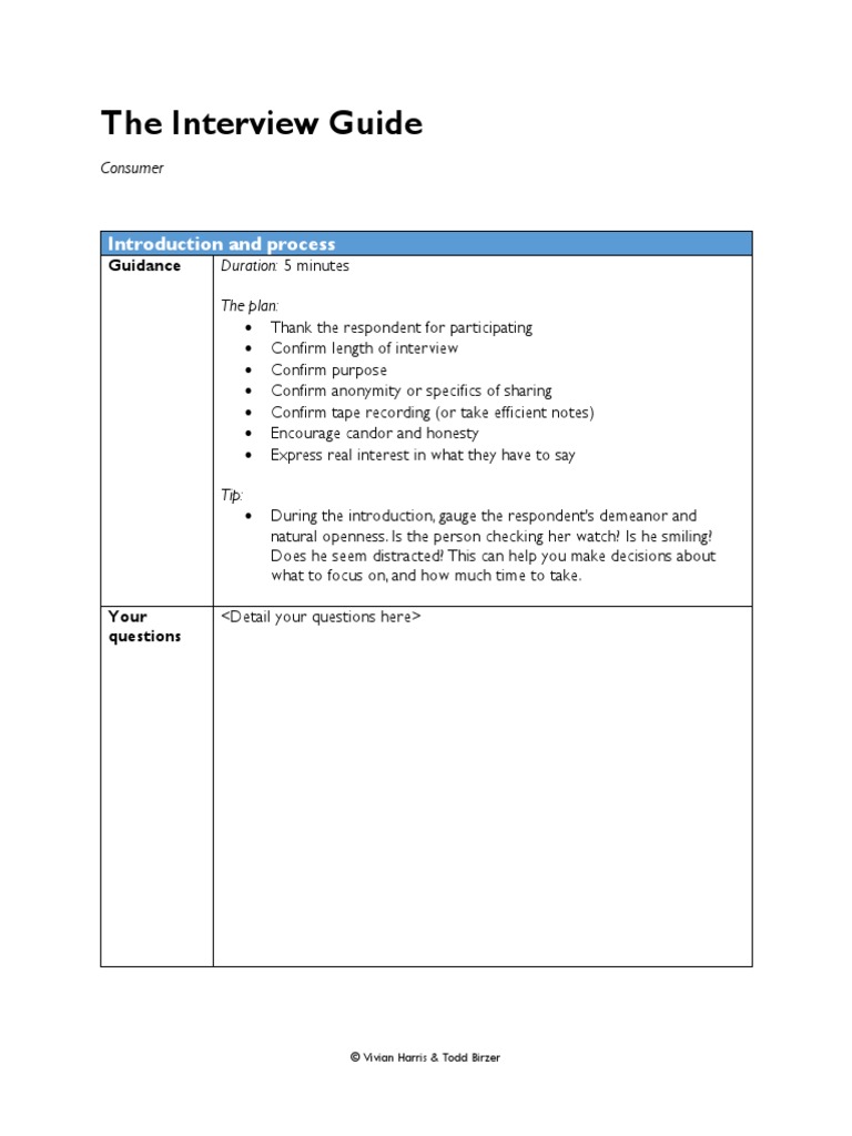 Interview Guide Template - Consumer | PDF | Ethnography | Cognitive Science