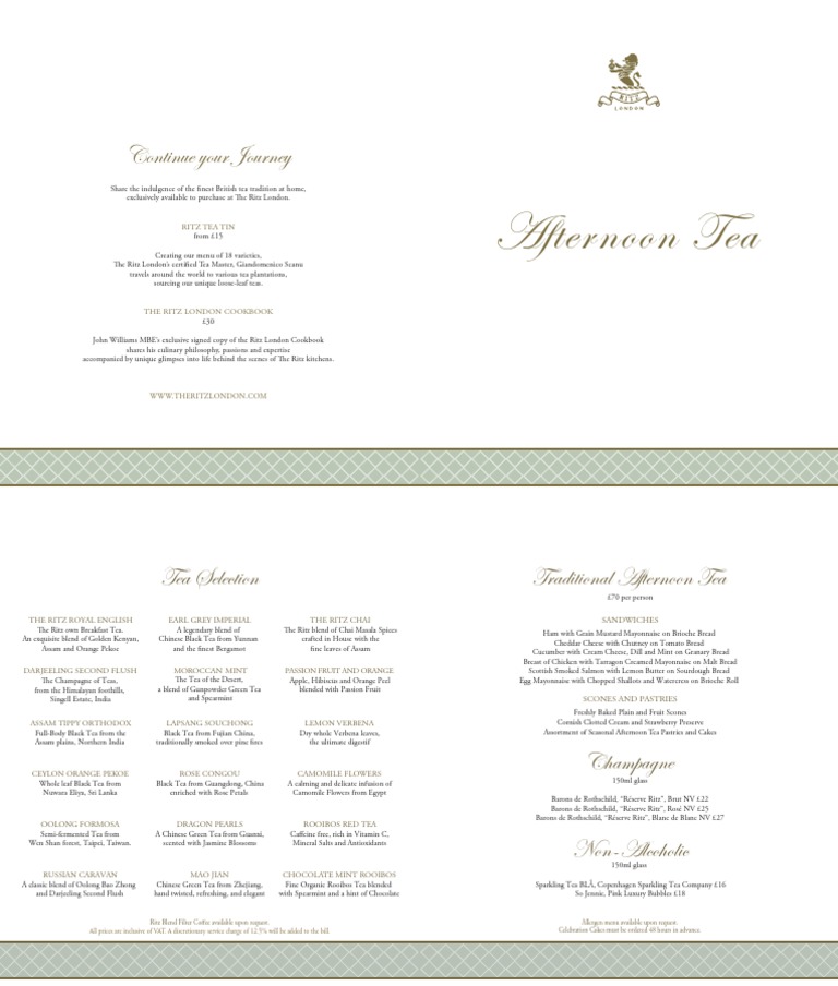 Afternoon-Tea-ritz London Menu | PDF | Tea | Scone