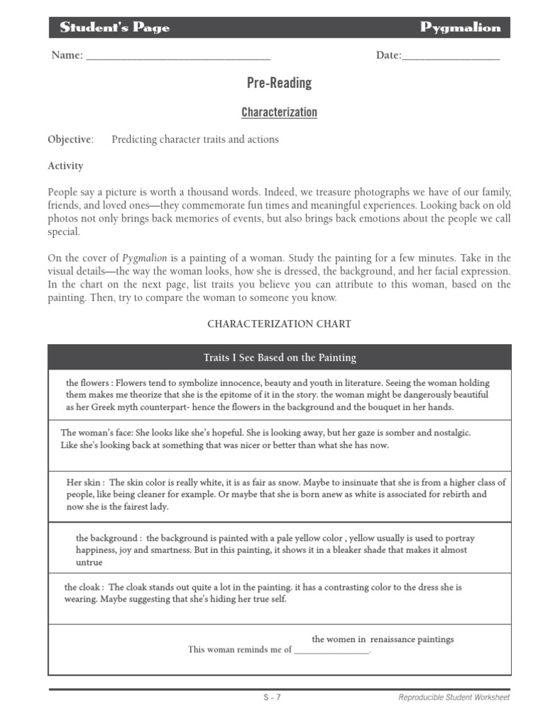 Pygmalion Activity 1 | PDF | Paintings | Psychology