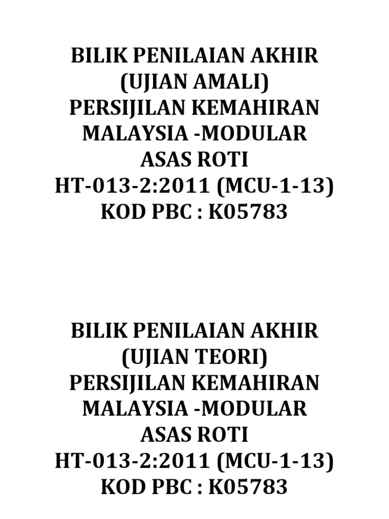 Label Bilik Penilaian Akhir Kohort 2 2022 | PDF