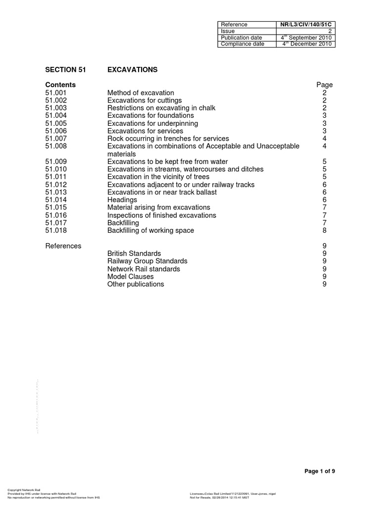 NR L3 CIV 140 051C Excavations Compliance Data | PDF | Stream | Employment