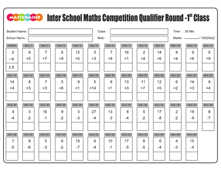 Math Competition-01 PDF | PDF