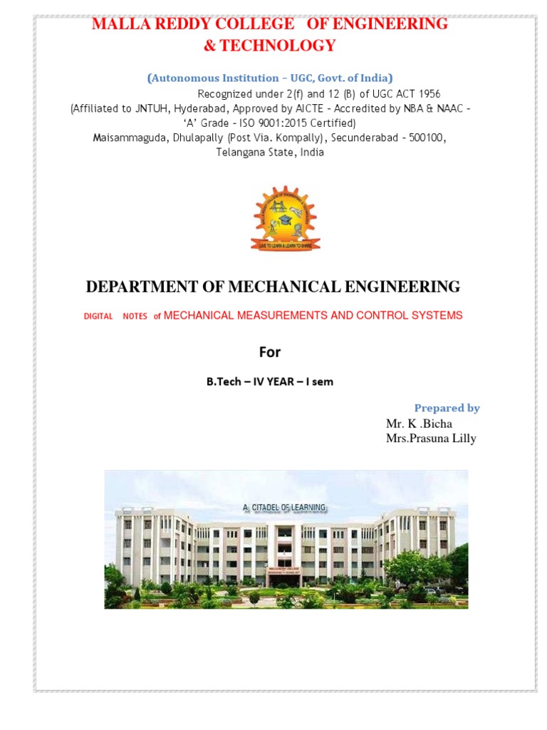 Mechanical Measurements and Control System-1-194 - 1-97 PDF | PDF ...