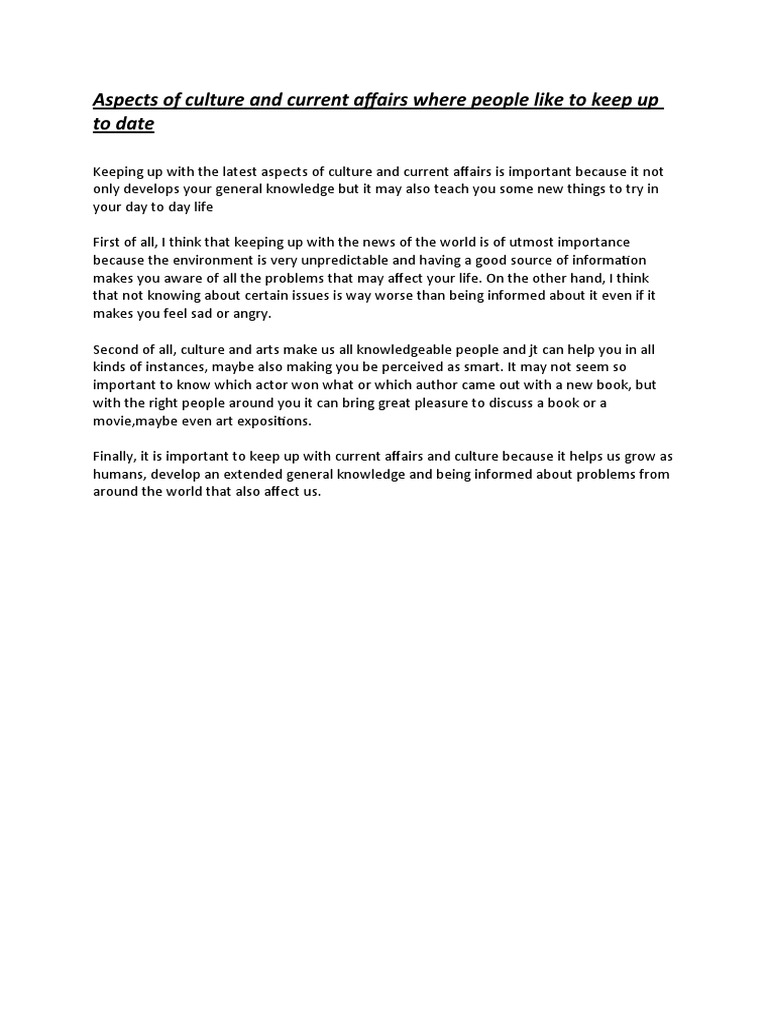 Stay Updated on Culture and Current Affairs | PDF | Social Science