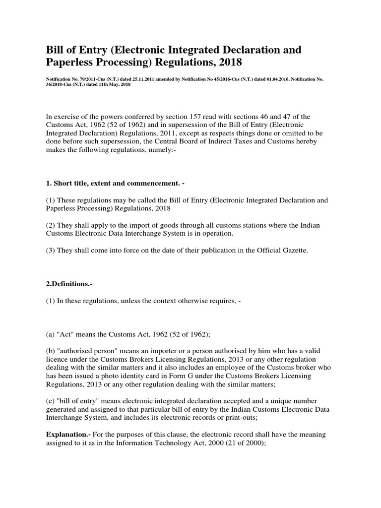 Boe, Regulation 2018 | PDF | Customs | Justice