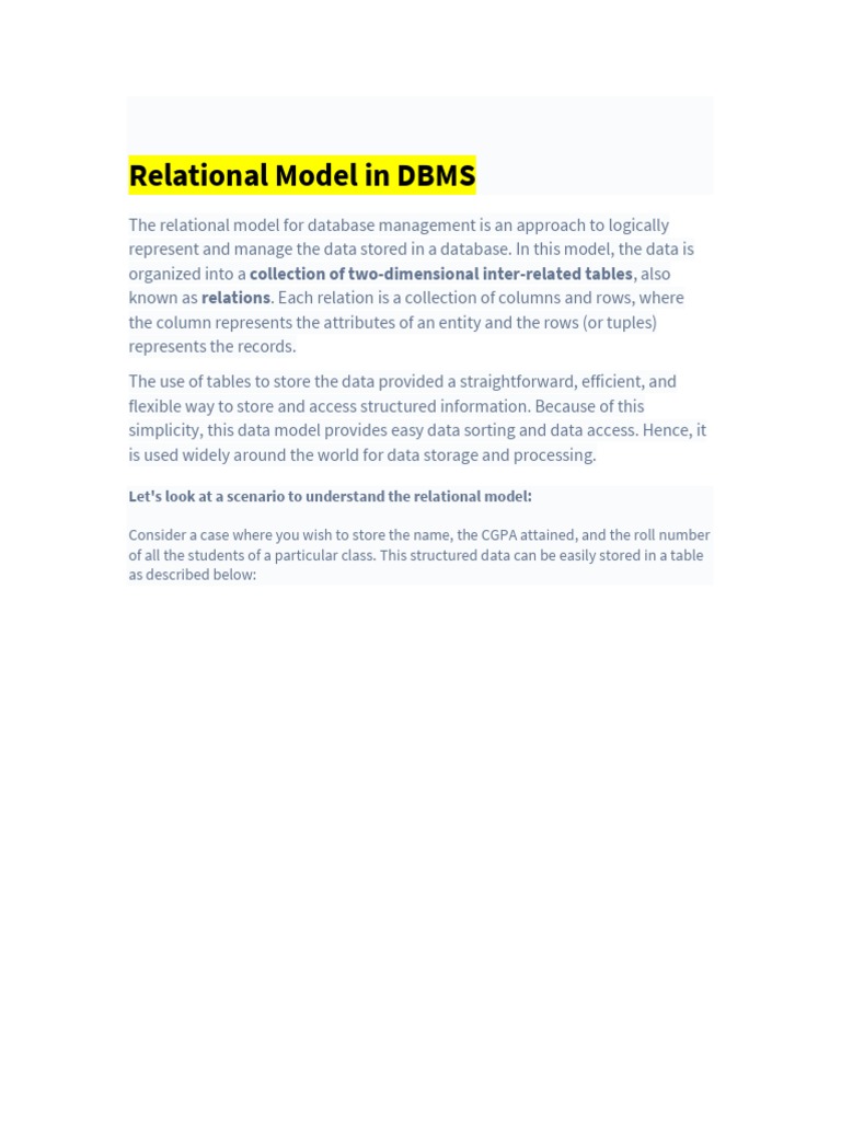 Dbms Notes 1 | PDF | Relational Database | Relational Model