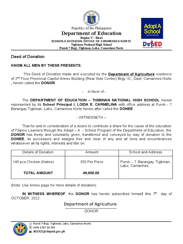 Deed of Donation - Acceptance - Acknowledgement Dispersal | PDF ...