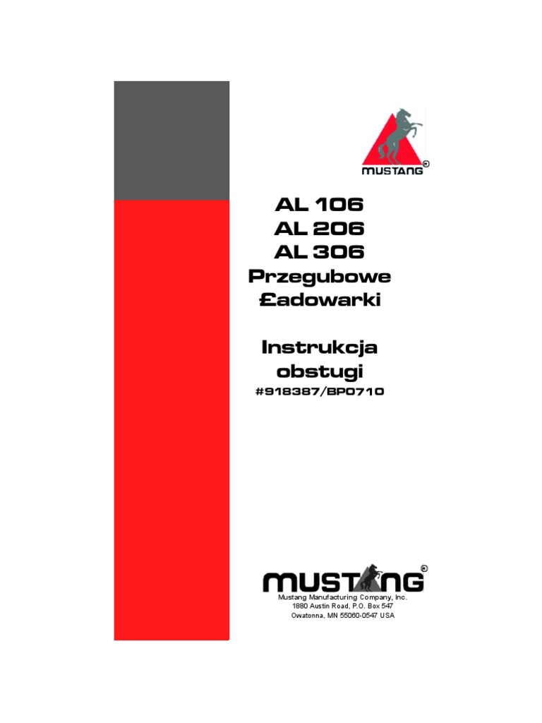 Gravit - Instrukcja Obslugi Mustang Al 306 Ladowarka Przegubowa Al 306 ...