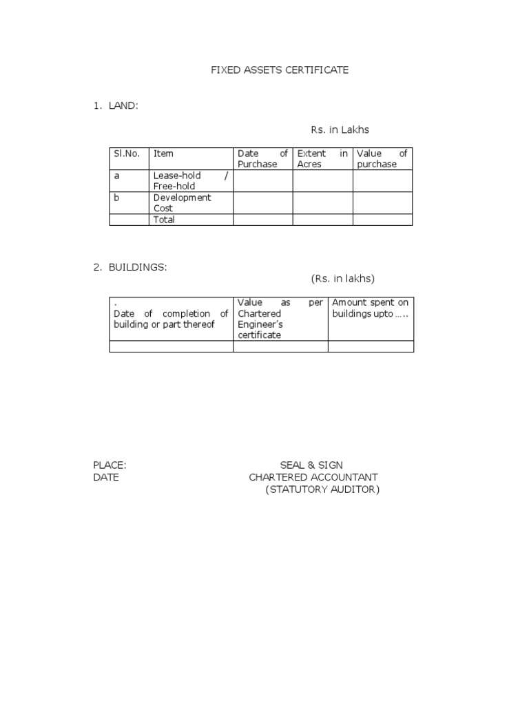 4fixed Assets Certificate PDF | PDF