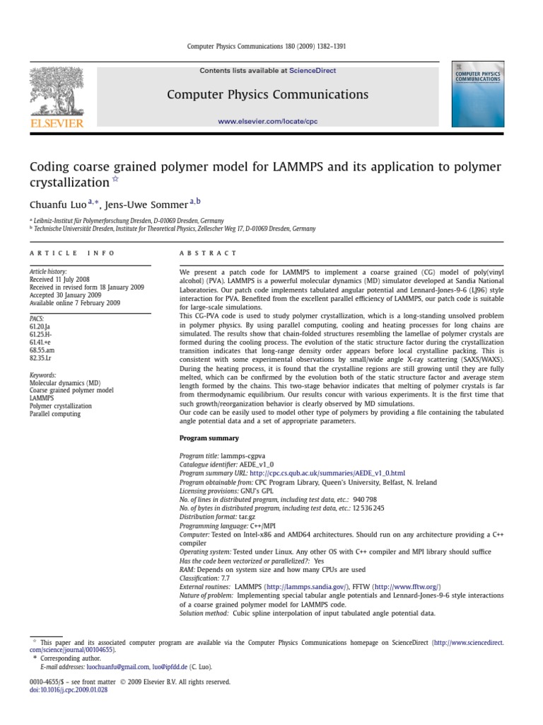 Coding Coarse Grained Polymer Model For Lammps And Its Application To Polymer Crystallization