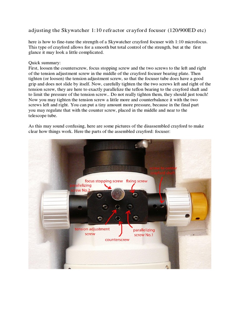 Justieren Adjusting Crayford Focuser-2 | PDF