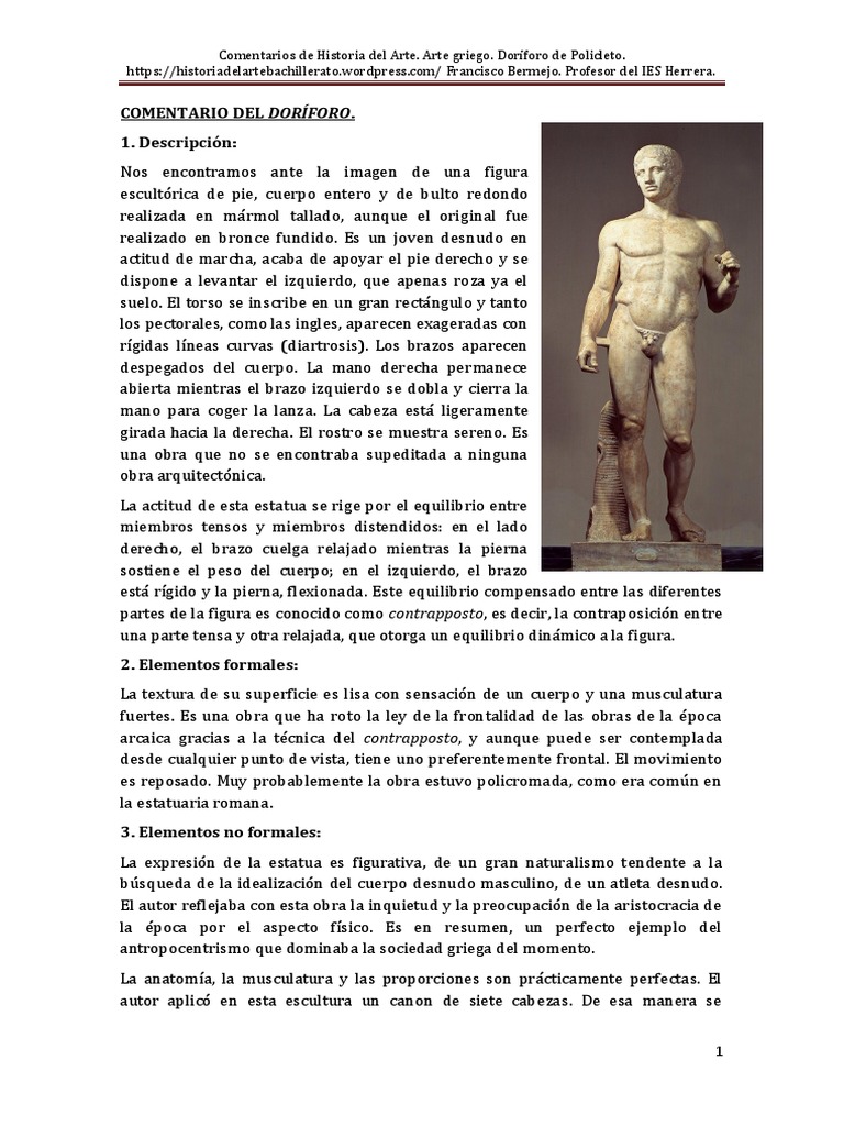 Comentario Del Doríforo | PDF | Escultura