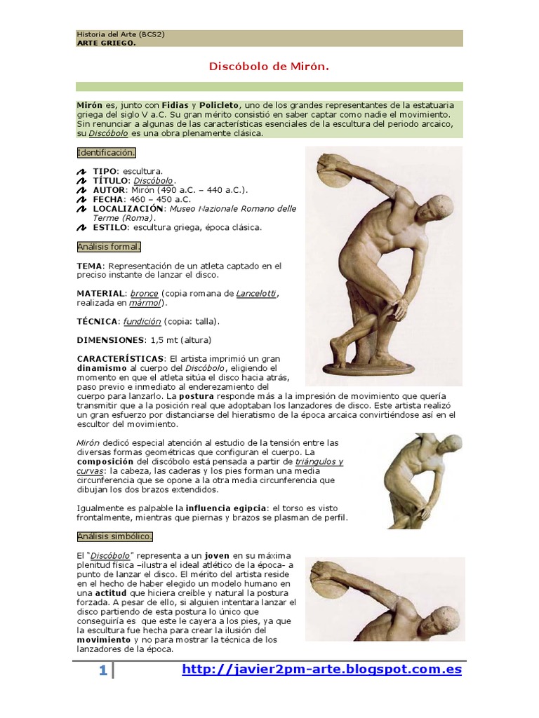 Comentario Discóbolo | PDF | Escultura | Estética