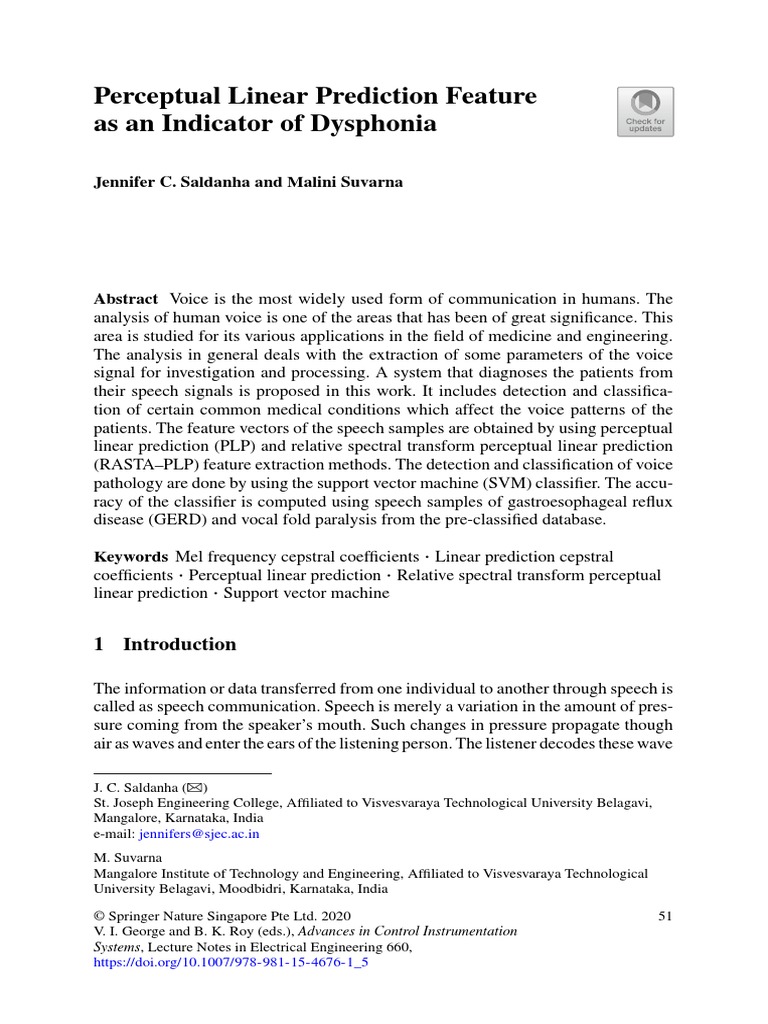 Jennifer - Springer - 2020 Published PDF | PDF | Human Voice ...