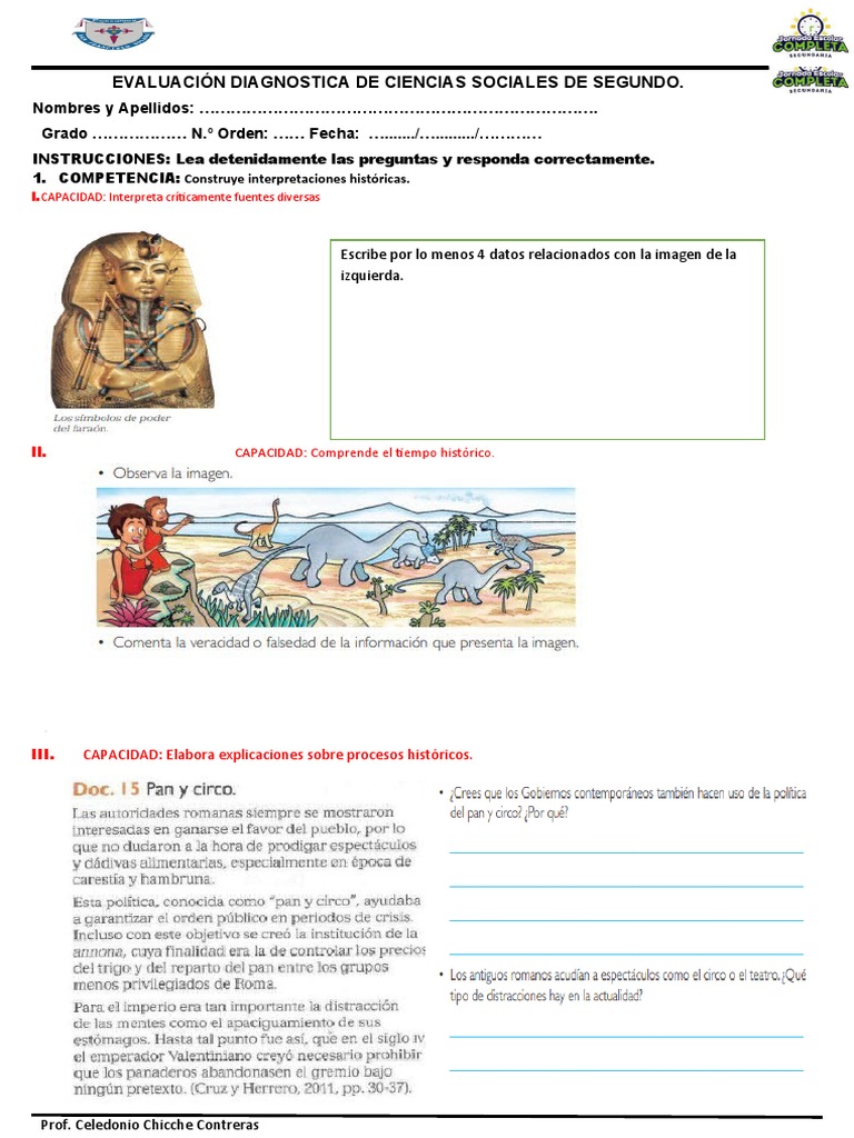 EVALUACIÓN DIAGNOSTICA DE CIENCIAS SOCIALES DE Segundo | PDF
