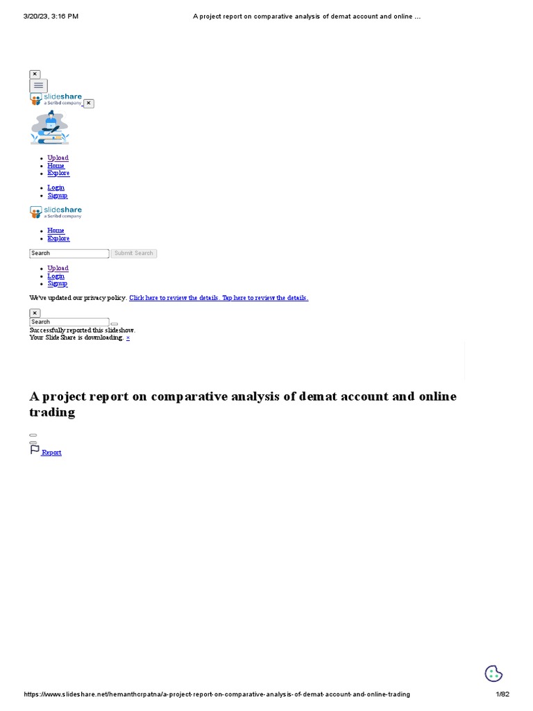 A Project Report On Comparative Analysis of Demat Account and Online | PDF | Securities (Finance ...