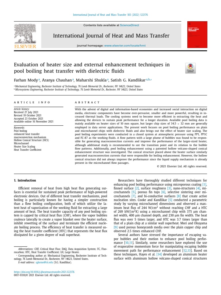 Evaluation of Heater Size and External Enhancement Techniques in Pool Boiling Heat Transfer With ...