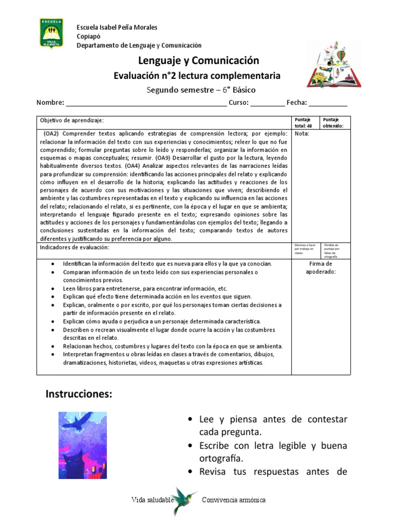Evaluación N°2 Segundo Semestre - LYC - Lectura Complementaria Historia ...