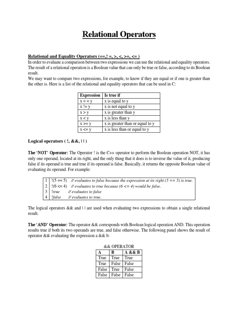 Lab 3 - Relational Operators | PDF | Boolean Data Type | Mathematical Logic
